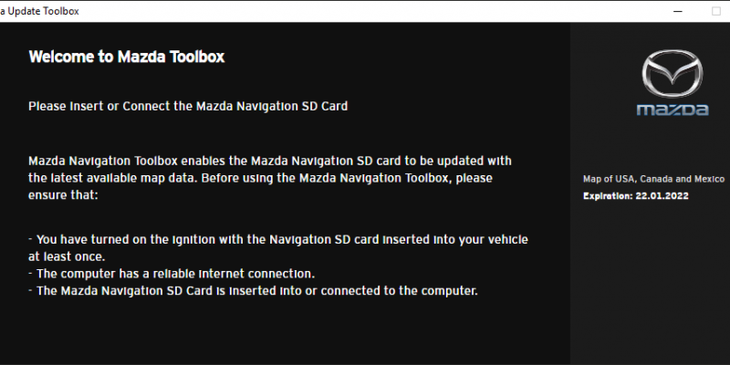 Hoe de navigatie-SD-kaart te updaten met Mazda Update Toolbox